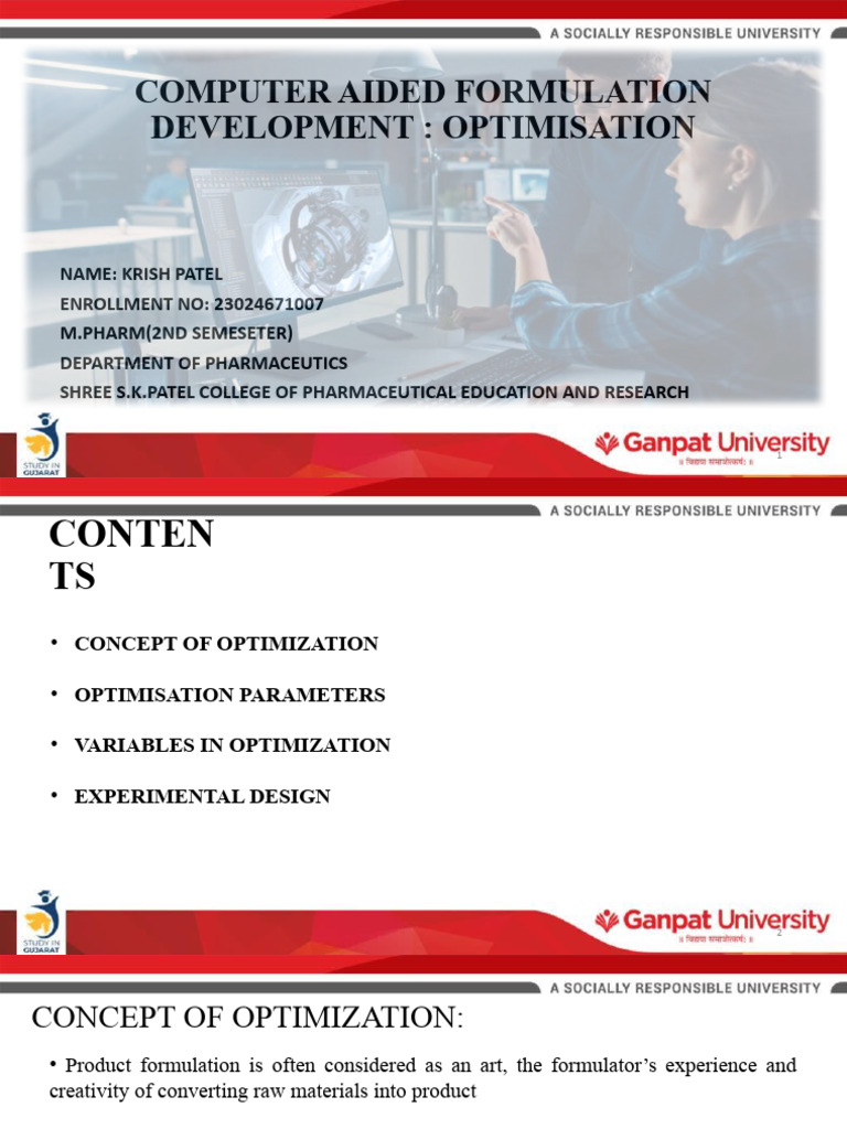 Computer Aided Formulation Development: Optimisation | PDF ...