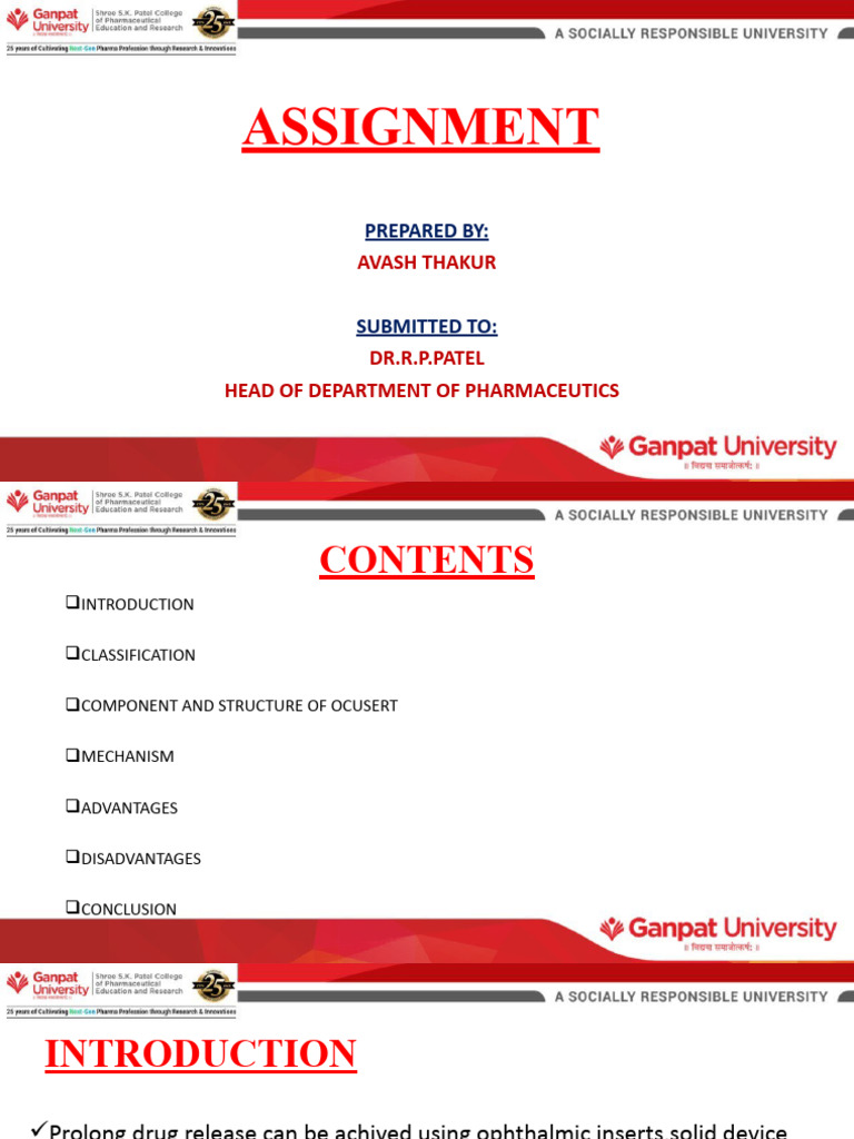 Ocusert: Innovative Ocular Drug Delivery | PDF | Pharmacology | Pharmaceutical Sciences