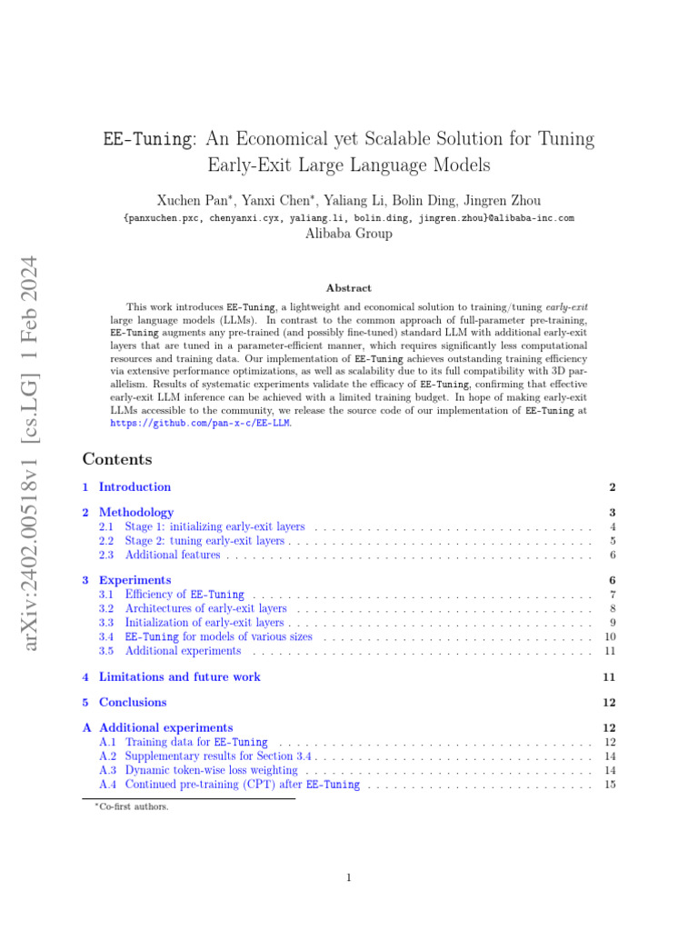 1 Ee Tuning An Economical Yet Scalable Solution For Tuning Early Exit Large Language