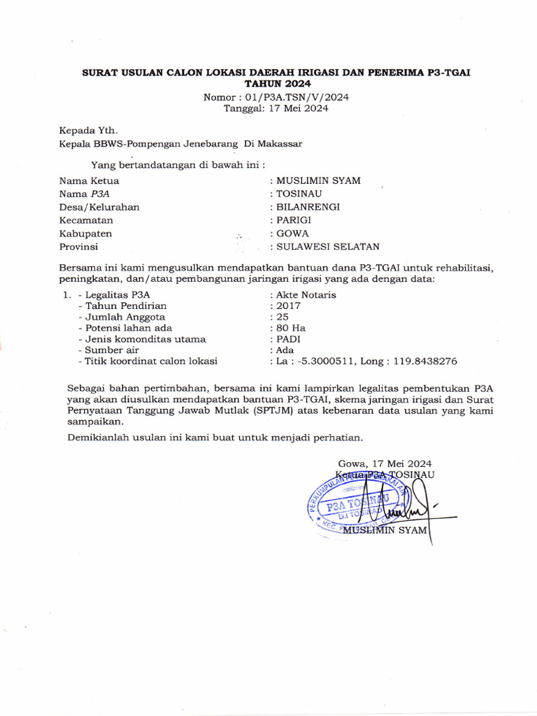 CONTOH SURAT USULAN P3A | PDF