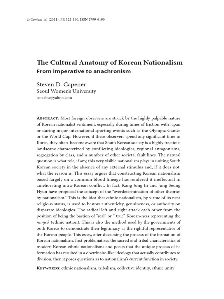 Cultural Anatomy of Korean Nationalism | PDF | Nationalism | Korea