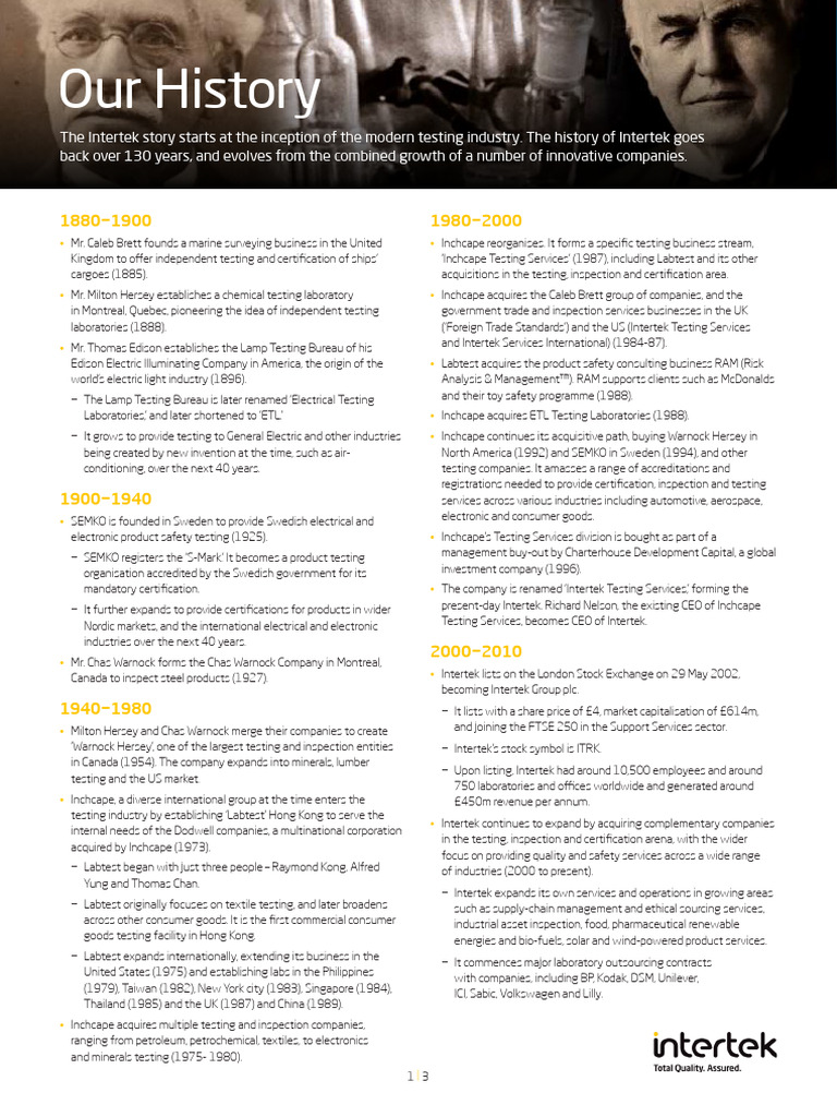 Intertek History | Download Free PDF | Business | Economies