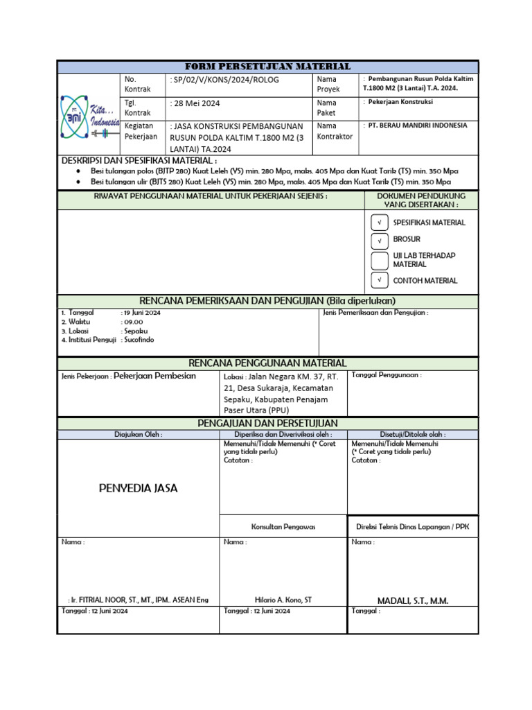 Approval - Besi Rusun | PDF