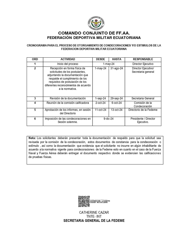 Cronograma Condecoraciones 2024-Signed-Signed | PDF | Gobierno