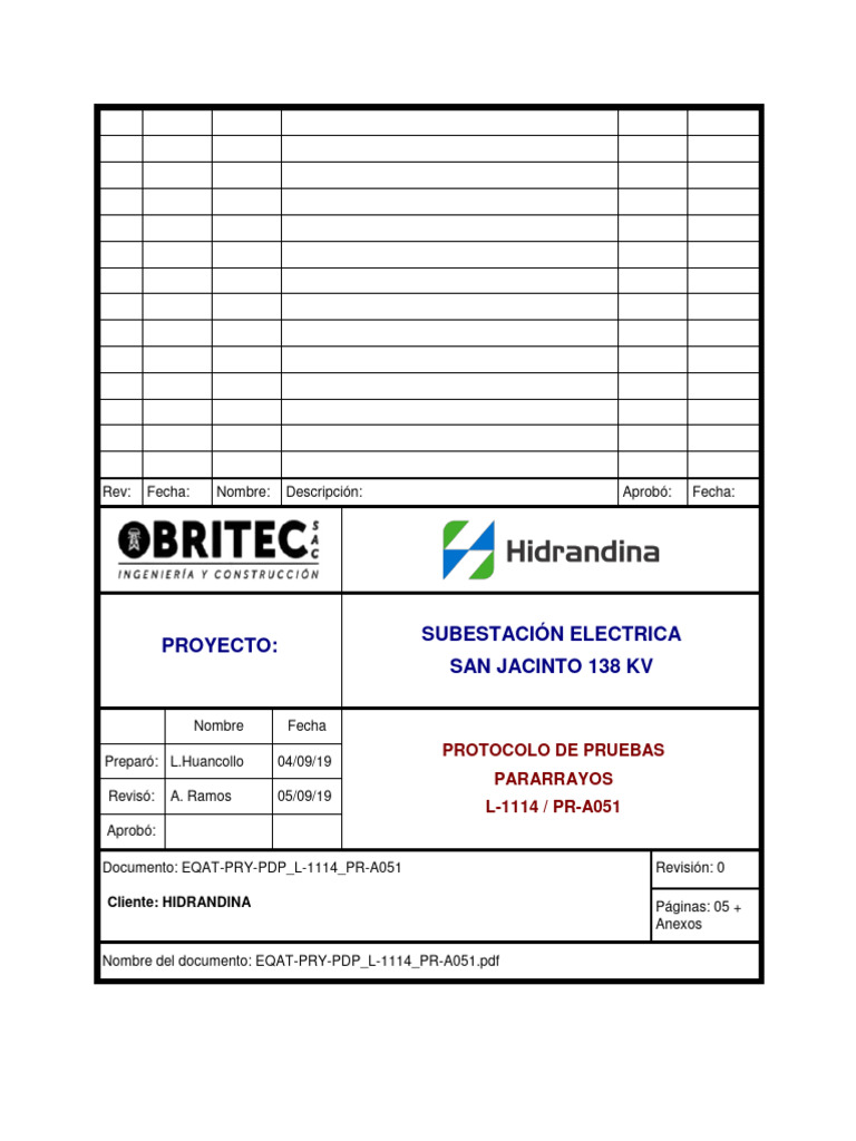 Eqat Pry PDP - L 1114 - PR A051 | PDF | Aislador (Electricidad) | Materiales