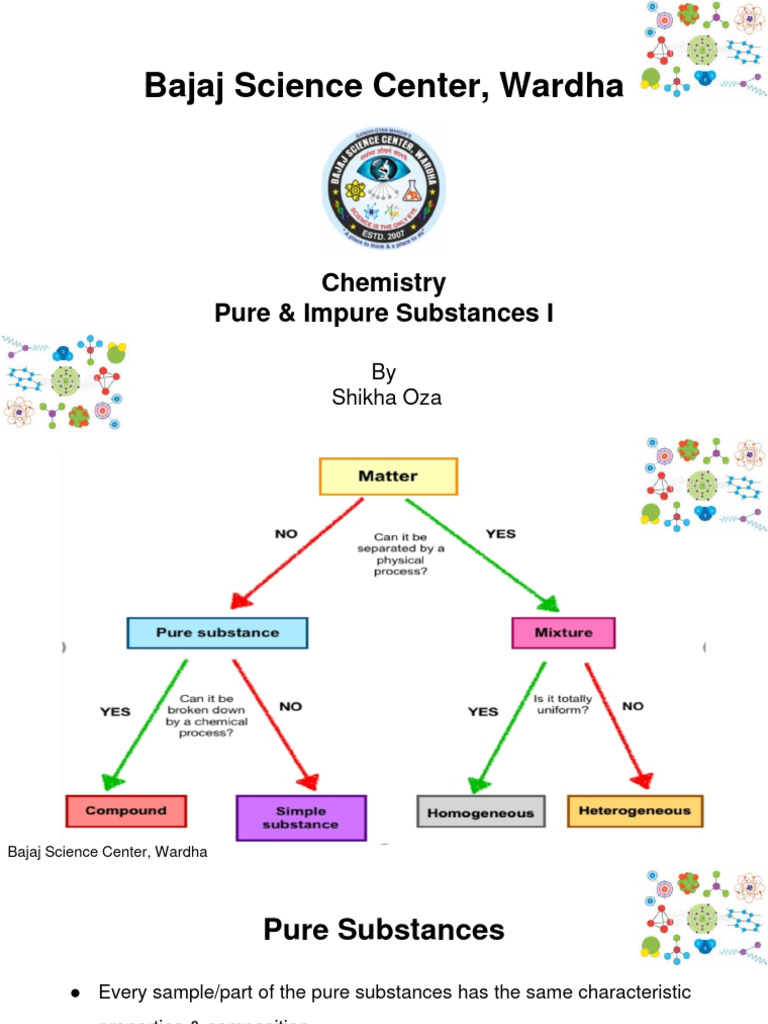 BSC, Pure & Impure Substances Part I | PDF | Chemical Elements ...