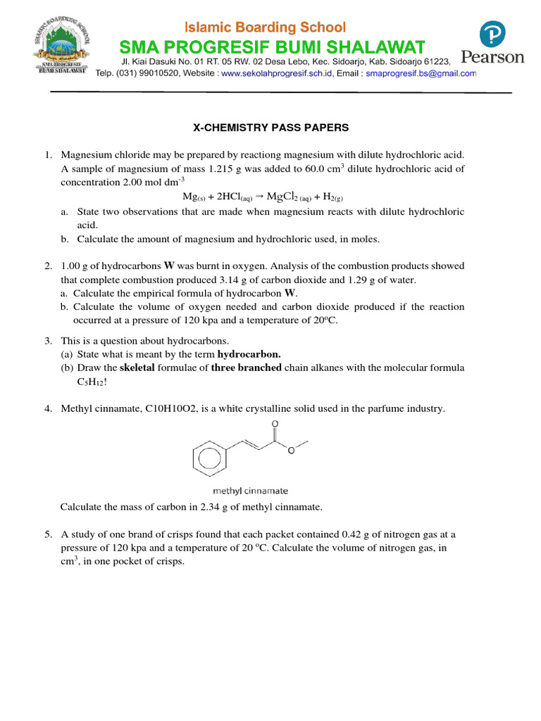 Pas X Icp Kimia 2024 | PDF | Alkene | Magnesium