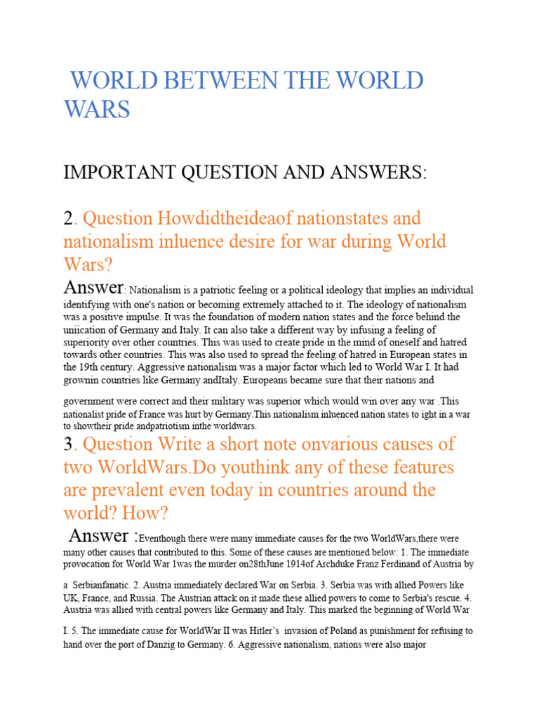 World Between The World Wars | PDF | Great Depression | Welfare