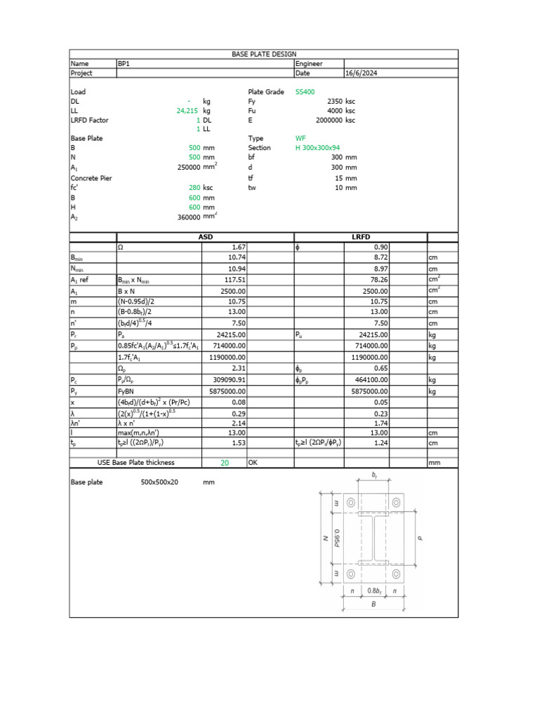 Pin Base Plate H300x300x10x15 | PDF