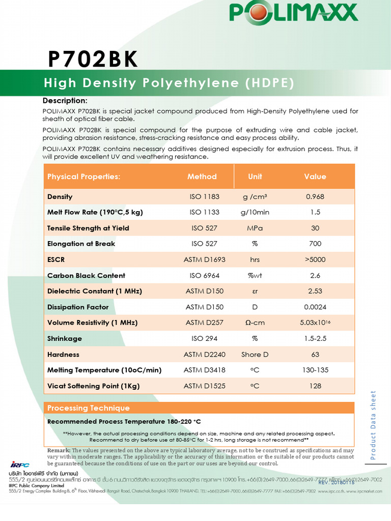 hdpe_p702bk_datasheet | Download Free PDF | Secondary Sector Of The ...