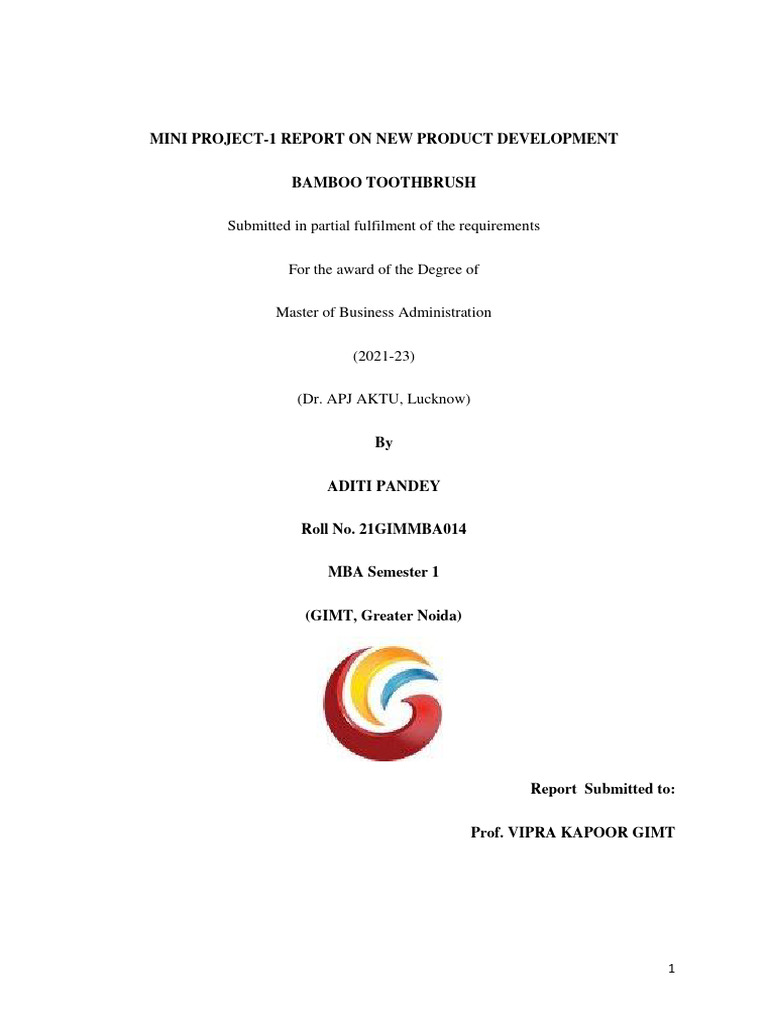Mini Project Bamboo Toothbrush Aadi | PDF | Oral Hygiene | Dentistry