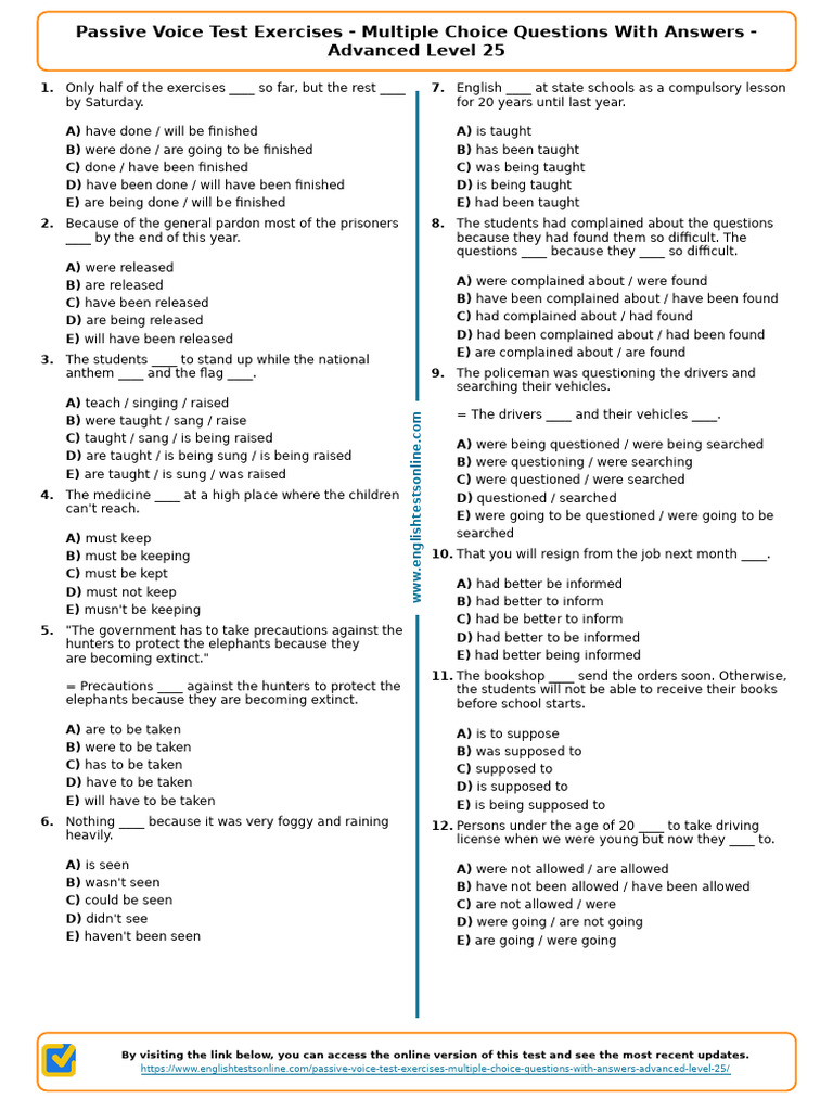 Advanced Passive Voice Exercises | PDF | Language Arts & Discipline