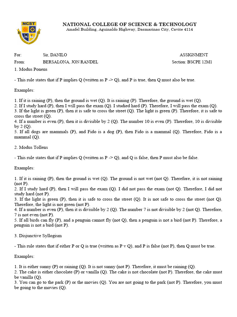 ASSIGNMENT | PDF | Logic | Mathematical Logic