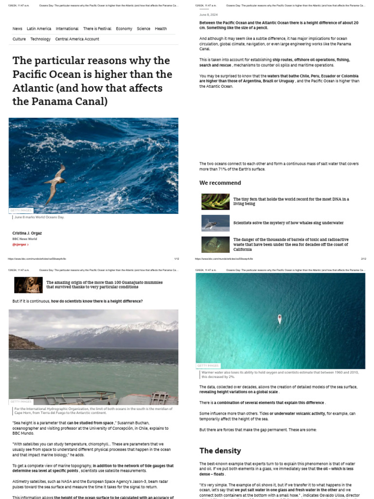 Pacific vs Atlantic Ocean Height Differences | PDF | Oceans | Sea