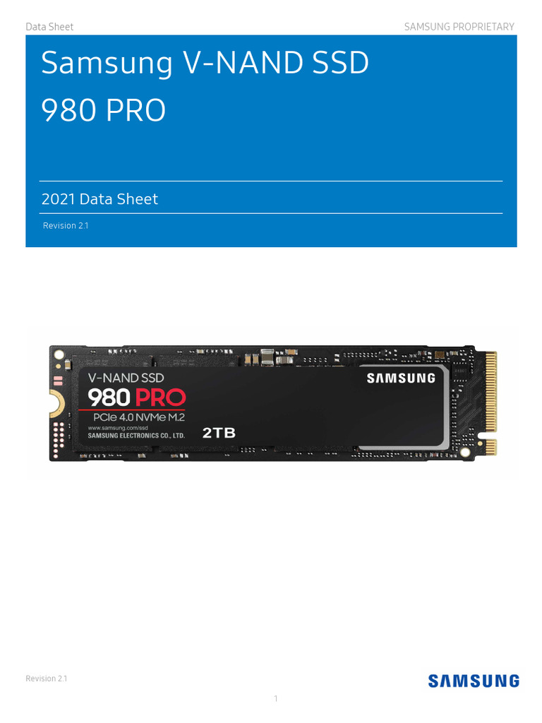 Samsung NVMe SSD 980 PRO Data Sheet - Rev.2.1 | PDF | Solid State Drive ...