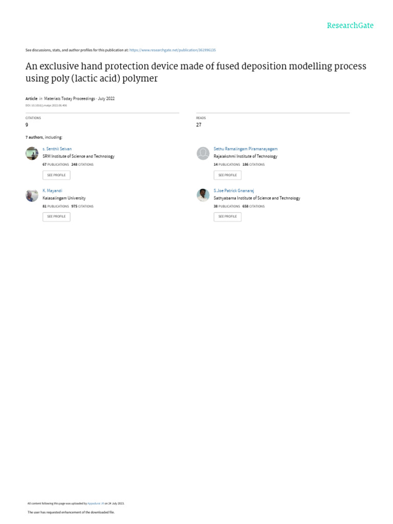 An Exclusive Hand Protection Device Made of Fused | PDF | 3 D Printing