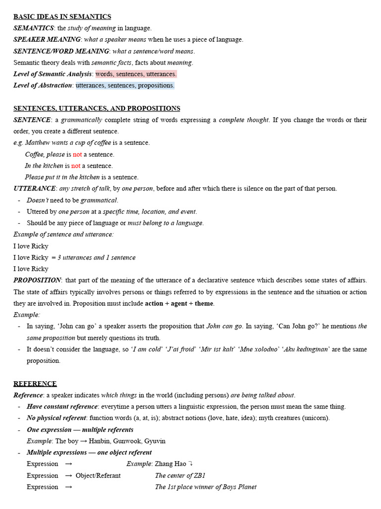 Summary Semantics | PDF | Logic | Syntax