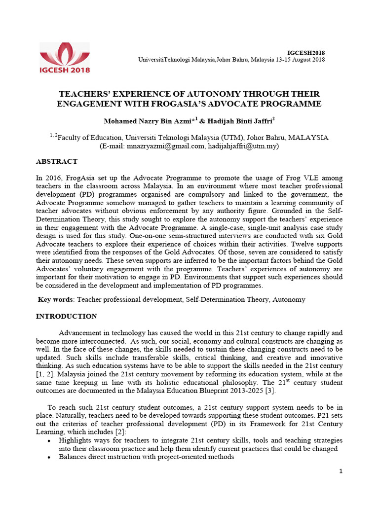Teachers' Autonomy in FrogAsia Program | PDF | Motivation | Motivational