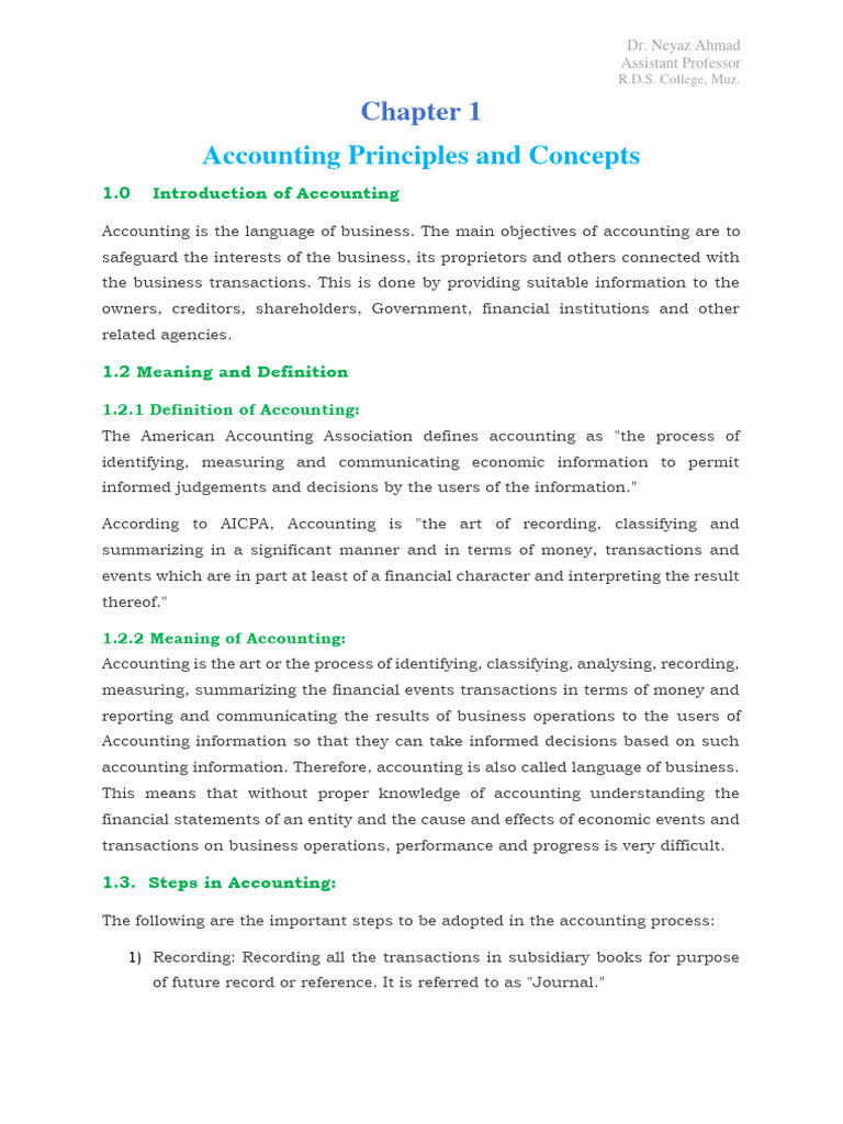 Introduction to Accounting Principles | PDF | Going Concern | Debits ...