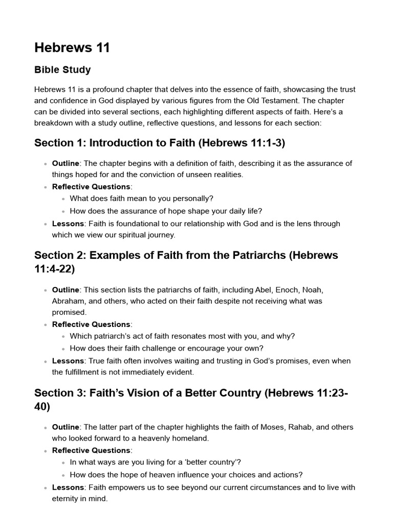 Hebrews 11 Bible Study PDF Faith Isaac