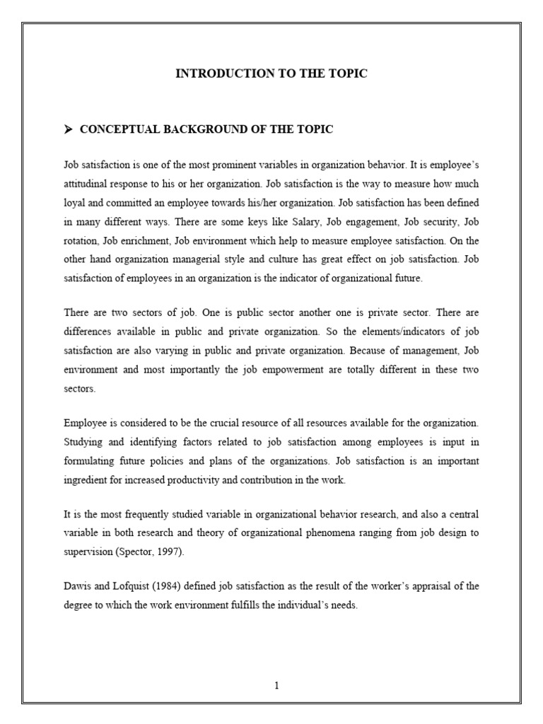 Chapter-1 Introduction | PDF | Job Satisfaction | Banks