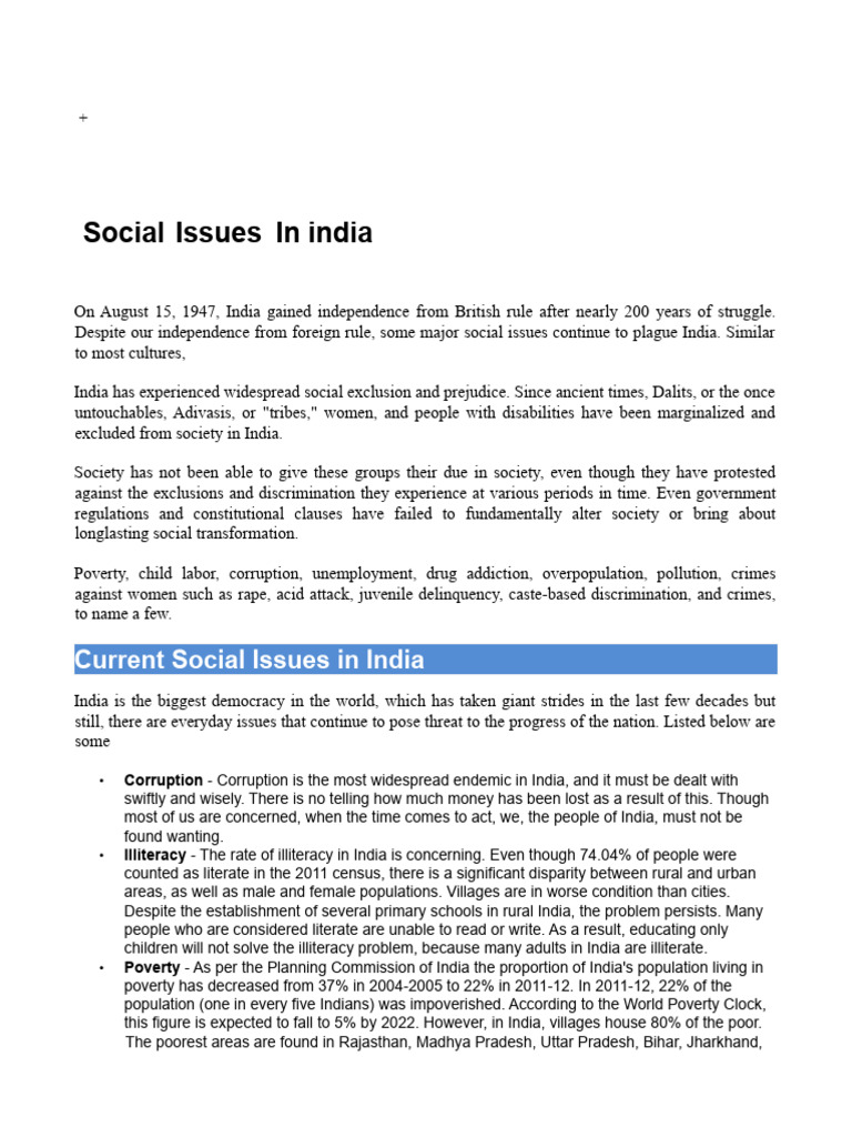 Social Issues in India 53498f83 | PDF | Total Fertility Rate | Poverty