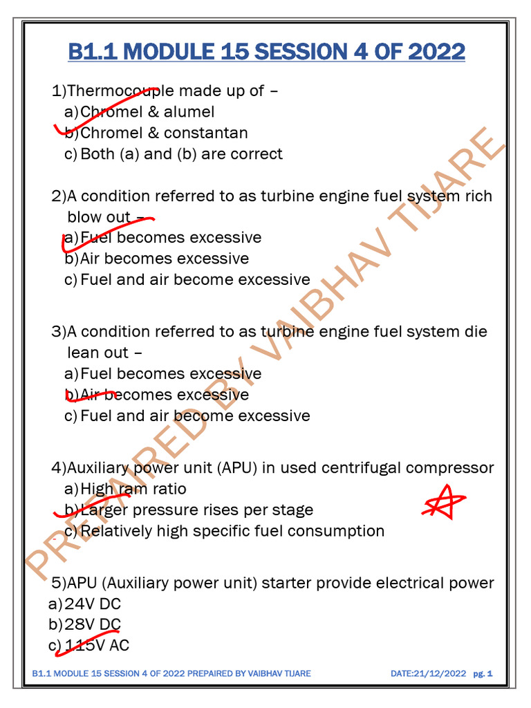 B1.1 MODULE 15 SESSION 4 OF 2022 | PDF | Engines | Internal Combustion Engine