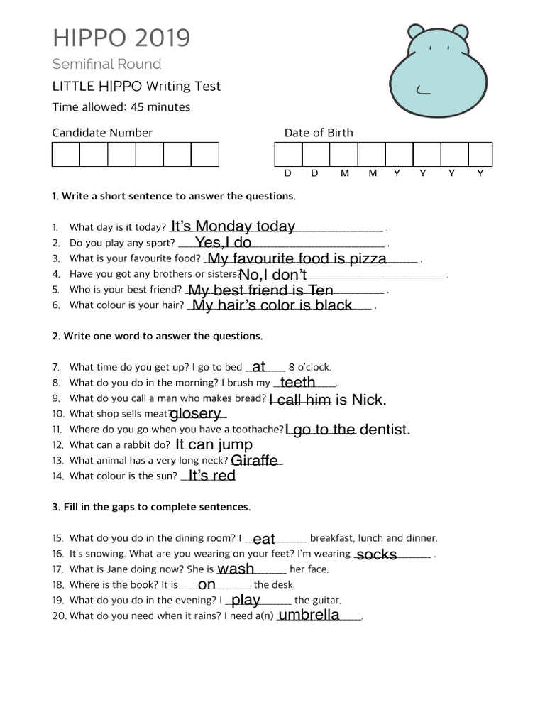 Little Hippo Writing 2019 | PDF