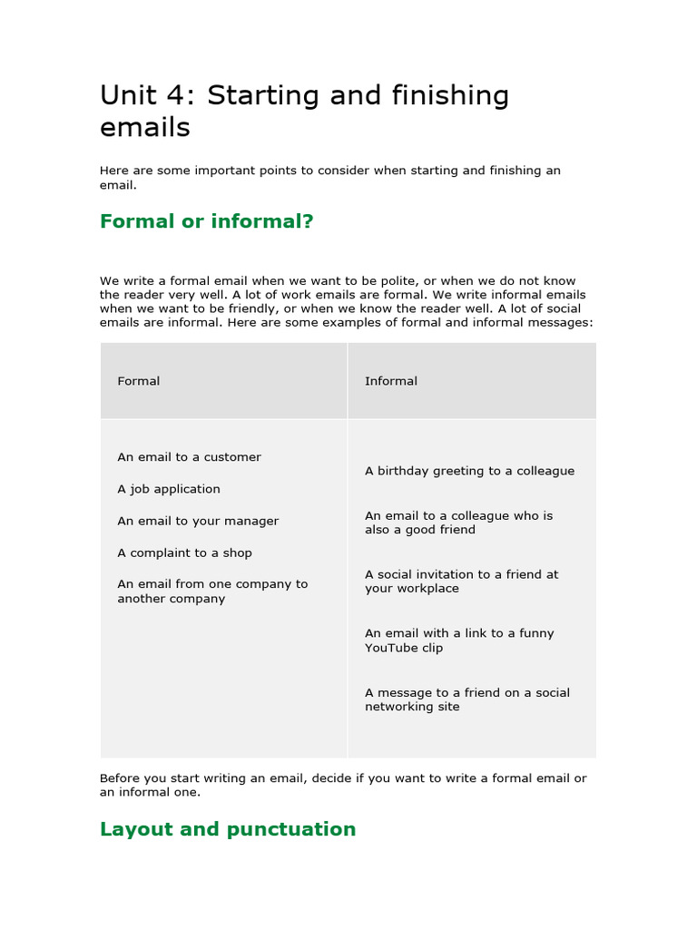 Starting and Finishing Emails | PDF