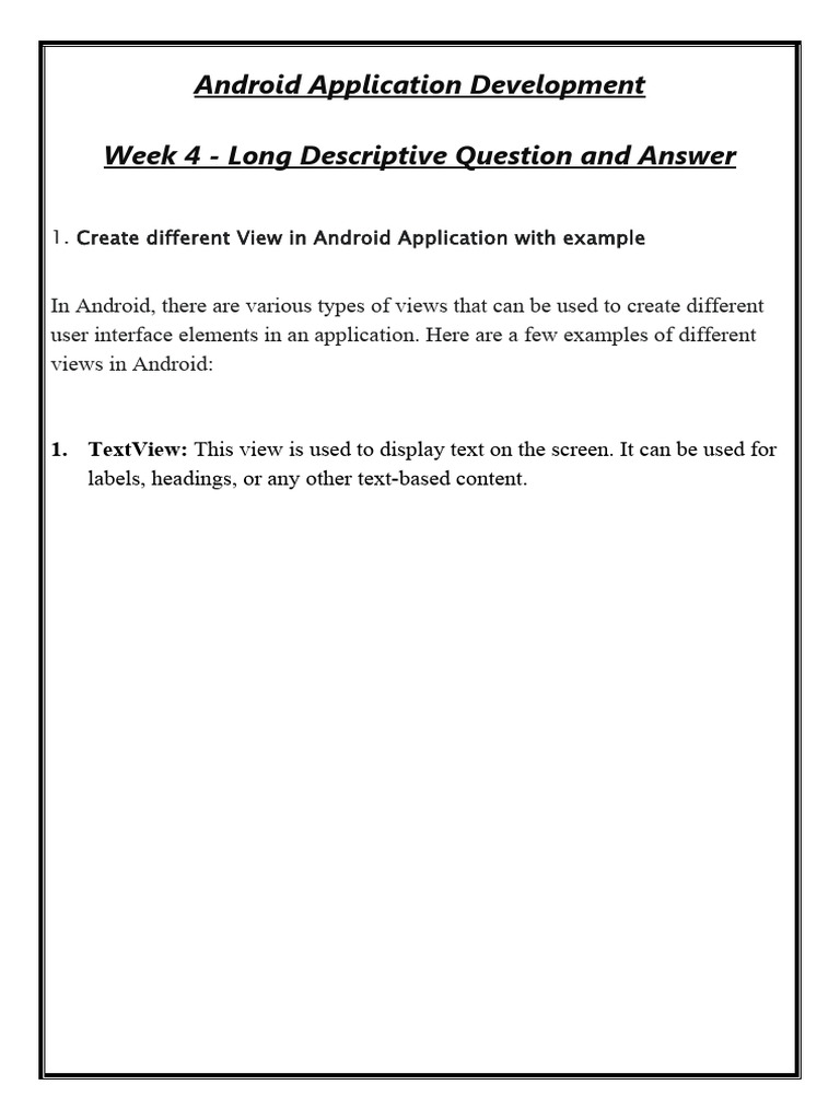 AAD Week4 LDQ | PDF | Android (Operating System) | Software