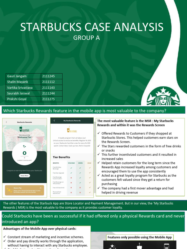 Starbucks Case Analysis - Group A | PDF | Starbucks | Loyalty Program