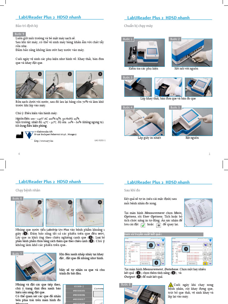 LabUReader - Plus - 2 - HDSD Nhanh | PDF