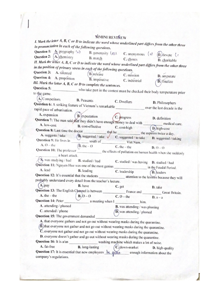 Mark The Letter A, B, C or D To Indicate The Word Whose Underlined Part Differs From The Other ...