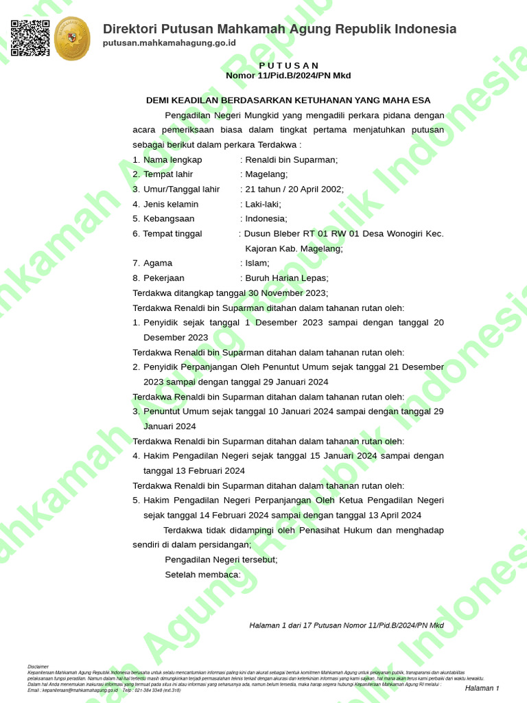 Putusan 11 Pid.b 2024 PN MKD 20240615083112 | PDF