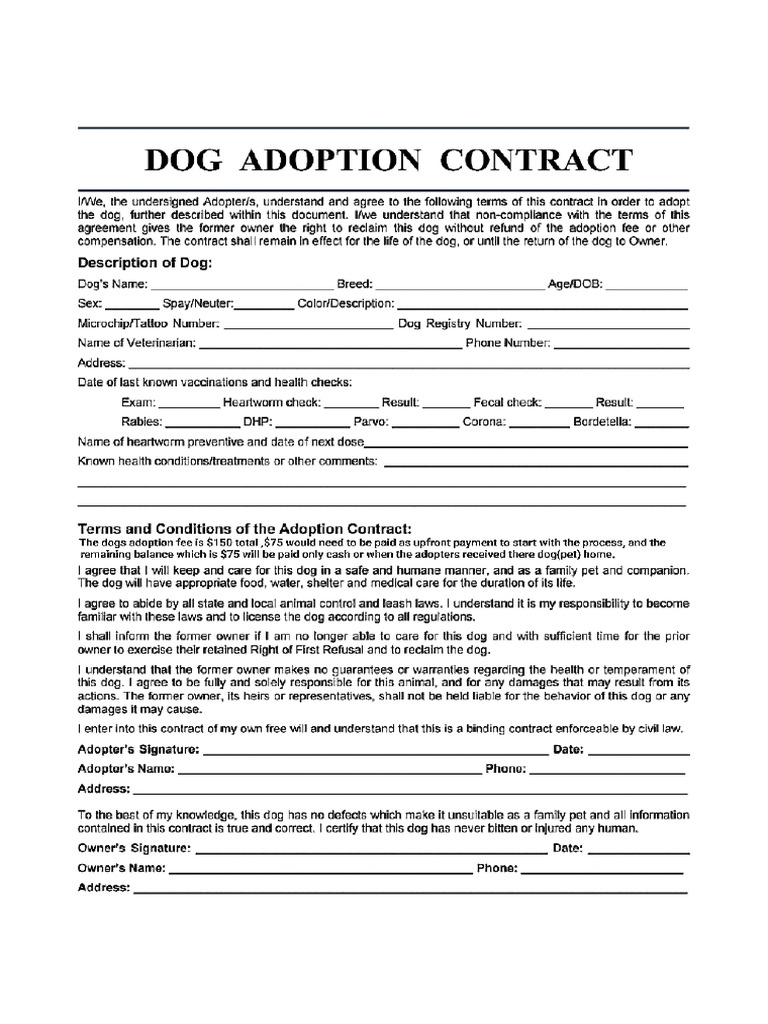 Dog adoption contract | PDF