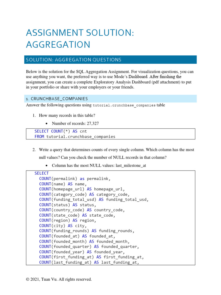 SQL_Assignment_Aggregation_Solution (2) | Download Free PDF | Data Management