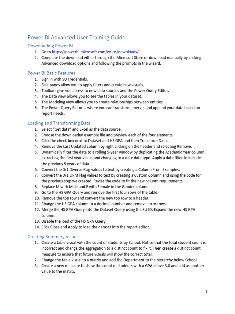 Power BI User Training Guide | PDF | Microsoft Excel | Information ...