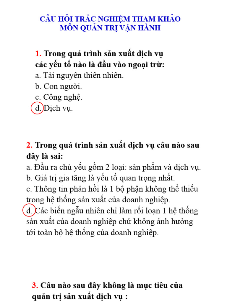 Ôn Lý Thuyết Qtvh 135 Câu | PDF