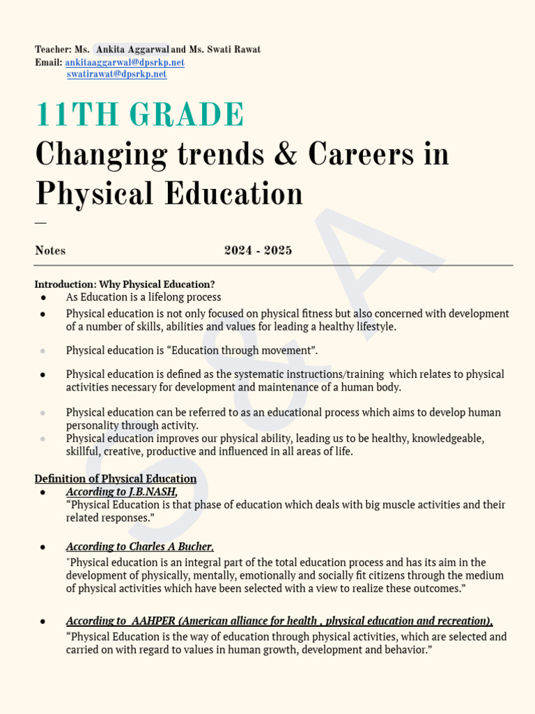 Class 11 - Unit 1 | PDF | Physical Education Class 11 - Unit 1 | PDF | Physical Education