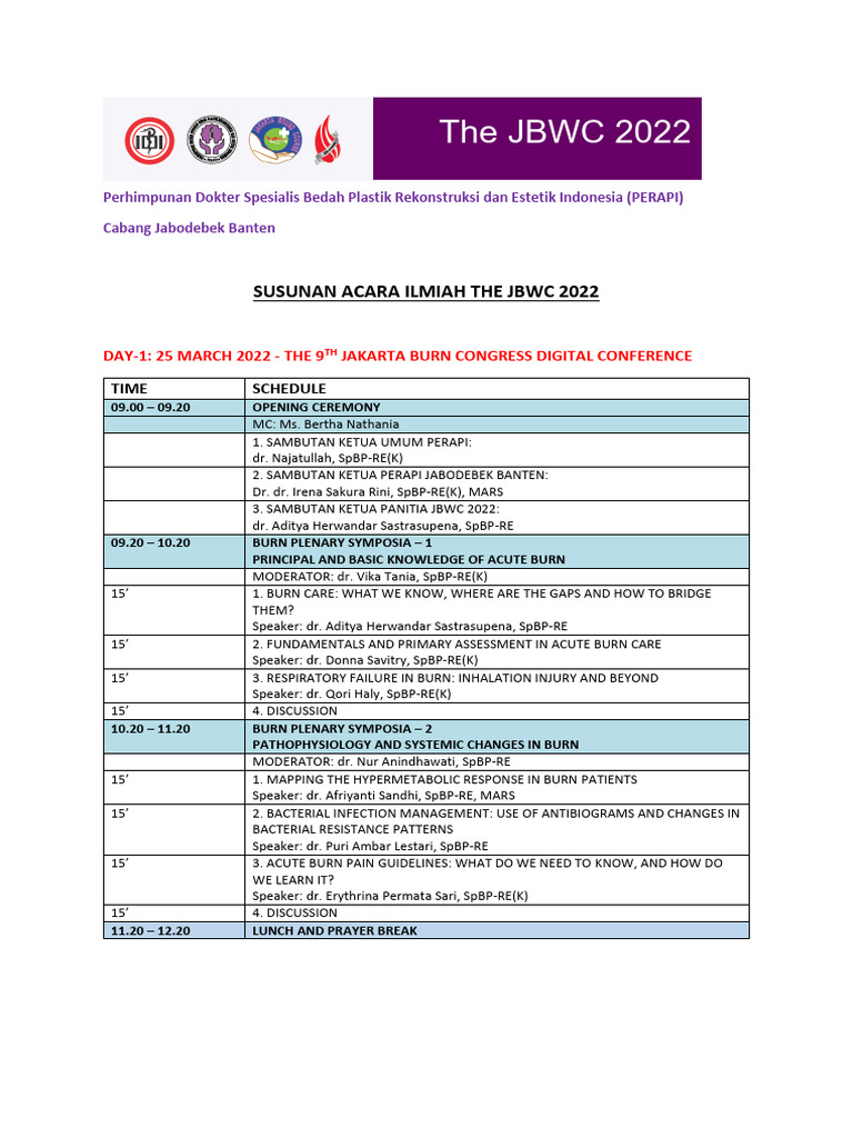 Susunan Acara JBWC 2022 PDF | PDF | Wound | Health Care