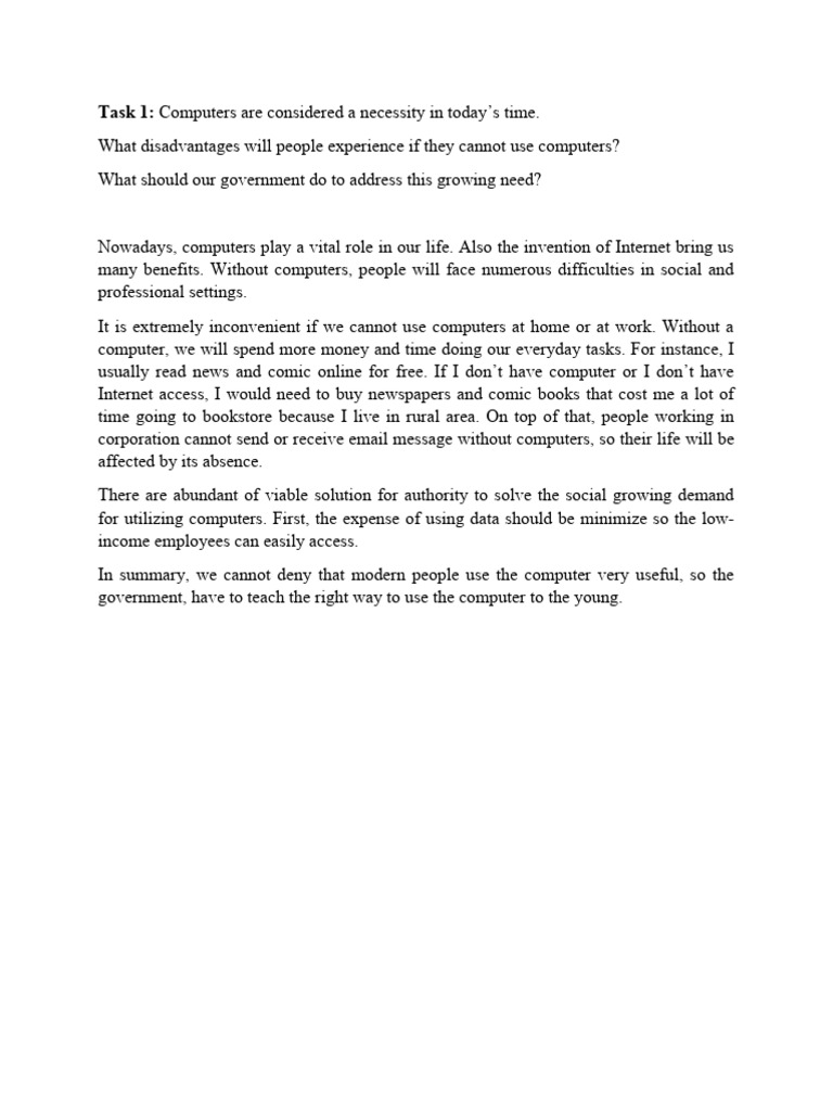Writing Task 2 - Computers | Download Free PDF | Educational Technology ...