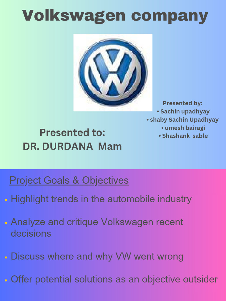 VW Presentation: SWOT & Market Analysis | PDF | Volkswagen | Motor ...