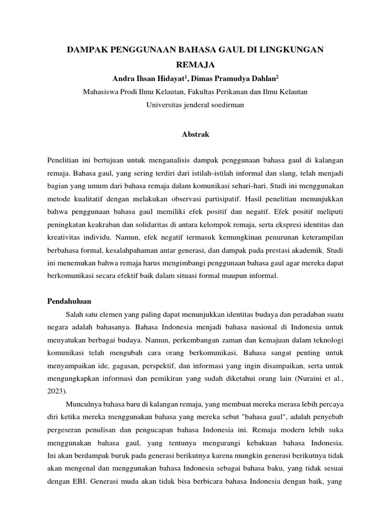 Dimas Pramudya Dahlan - L1C023058 - Artikel Bahasa Indonesia | PDF