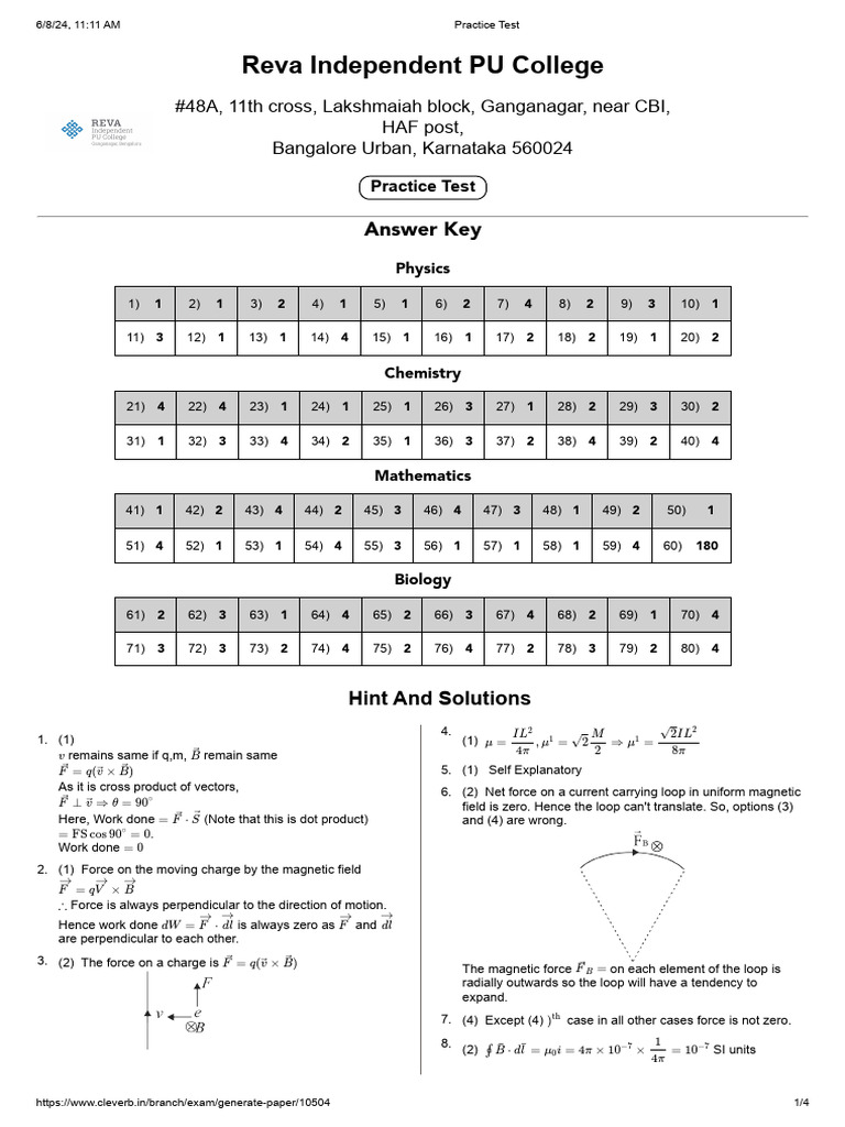 Practice Test Student Solutions | PDF | Seed