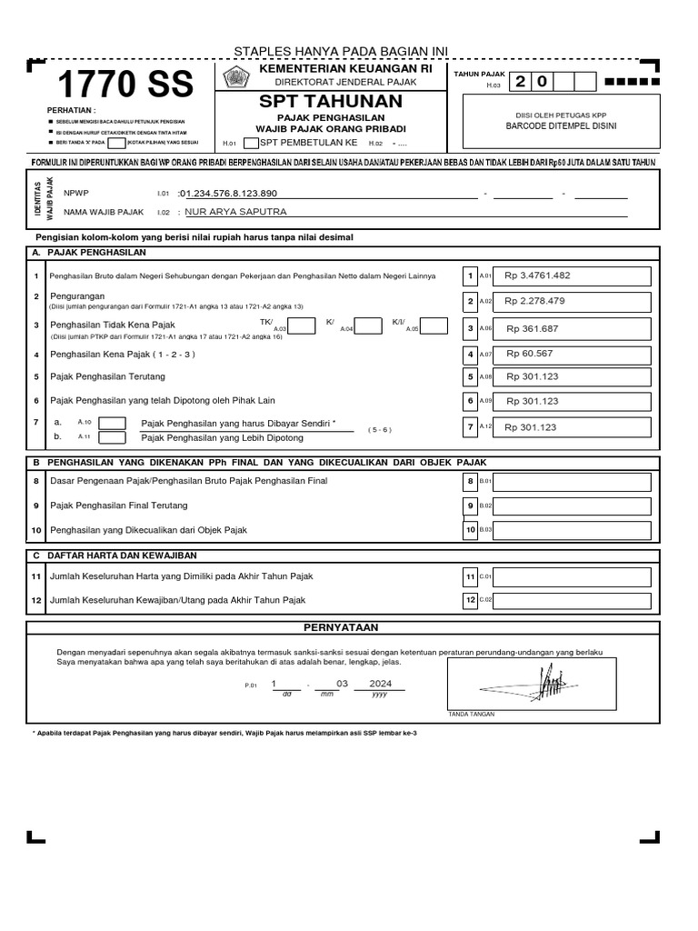 Formulir_SPT_1770_SS_2014 | PDF