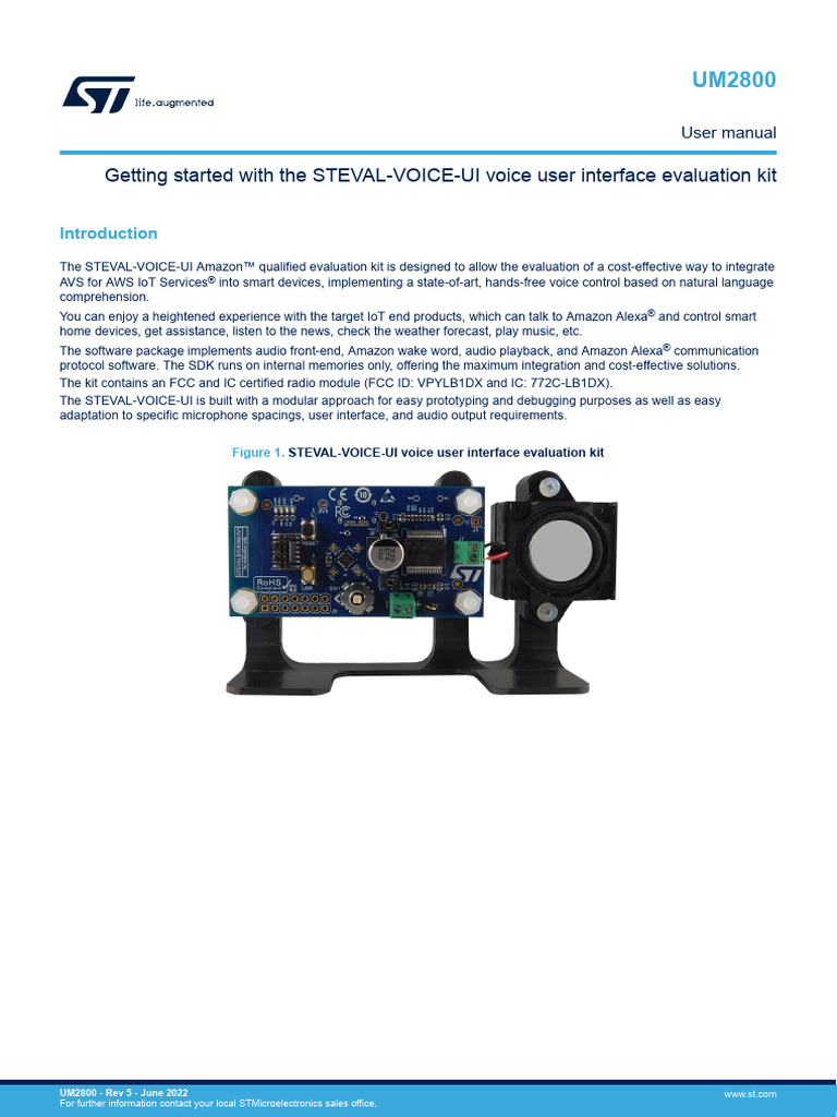 Um2800 Getting Started With The Stevalvoiceui Voice User Interface Evaluation Kit ...