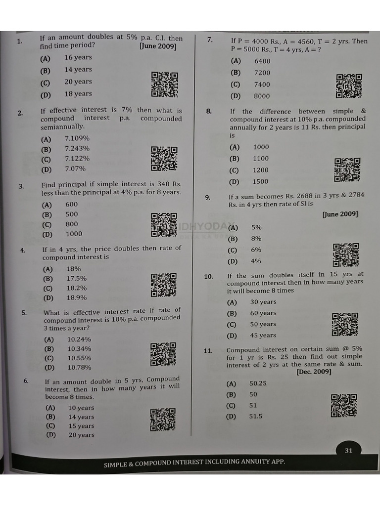 Mathematics of Finance PYQS | PDF
