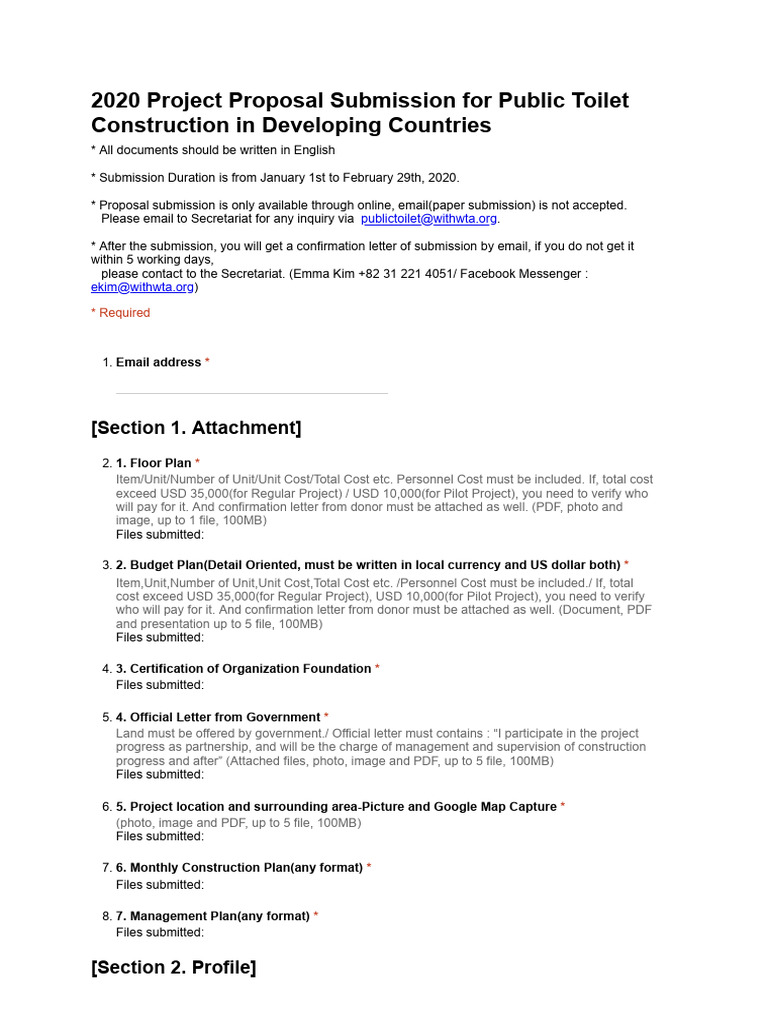 2020 Project Proposal Submission For Public Toilet Construction in ...