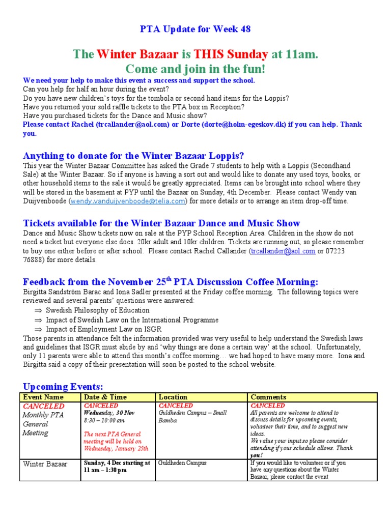 PTA Update Week 48 | PDF