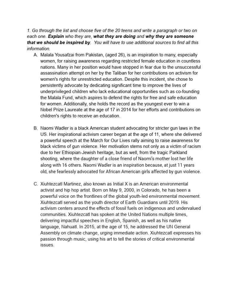 SJ - Teen Activism | PDF